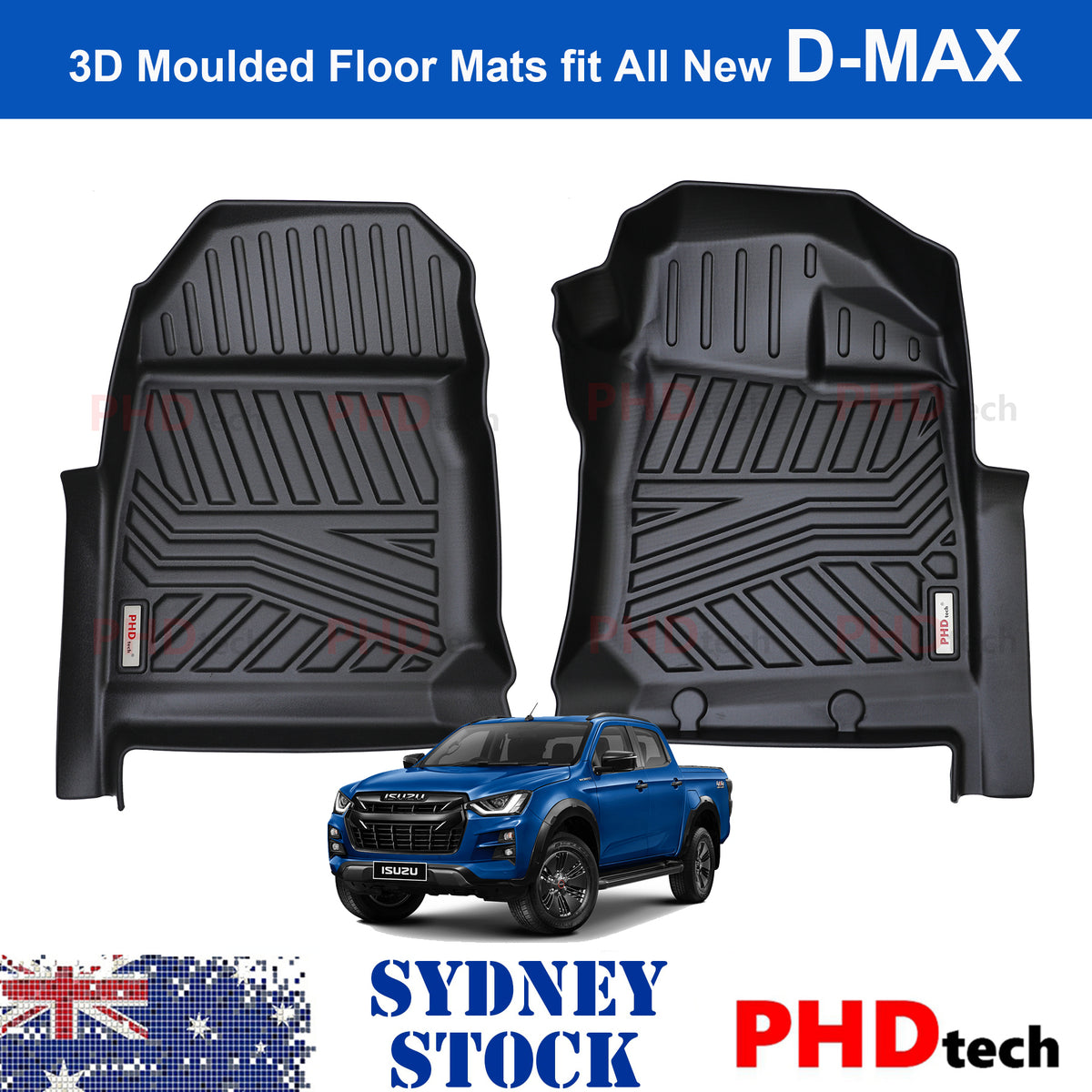 3D Moulded Car Floor Mats fit DMAX D-MAX MY21+ Aug. 2020~Onwards Front ...